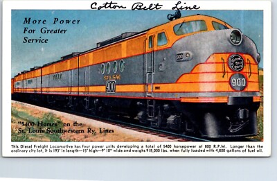 postcard StL&S-W Cotton Belt Railroad Route Passenger Train Diesel | eBay