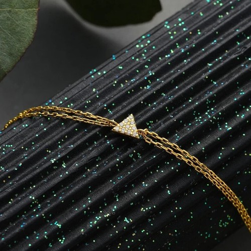 14K Yellow Gold Plated Tiny Triangle Bracelet 1Ct Round Cut Lab Created ...