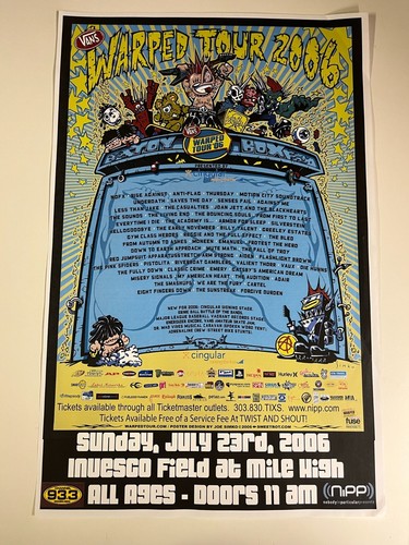 VANS WARPED TOUR Invesco Field @ Mile High 2006 SHOW LINEUP FLYER ...