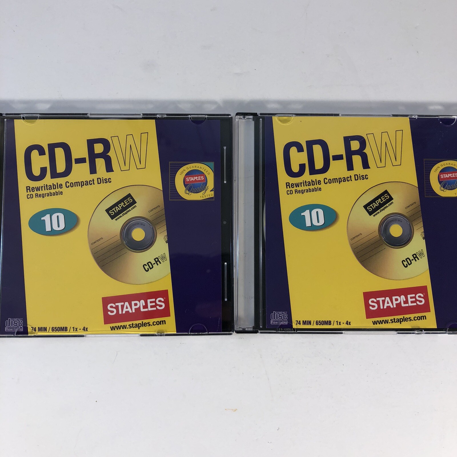 Lot of 2 discs Staples CD-RW Media 650MB 74min NEW | eBay
