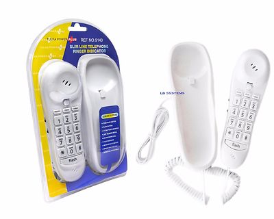 SLIM LINE CORDED TELEPHONE PHONE RINGER INDICATOR POWER PLUS WALL ...