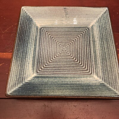 ONEIDA ADRIATIC Stoneware Blue/Green & Black Square Salad Plate ...