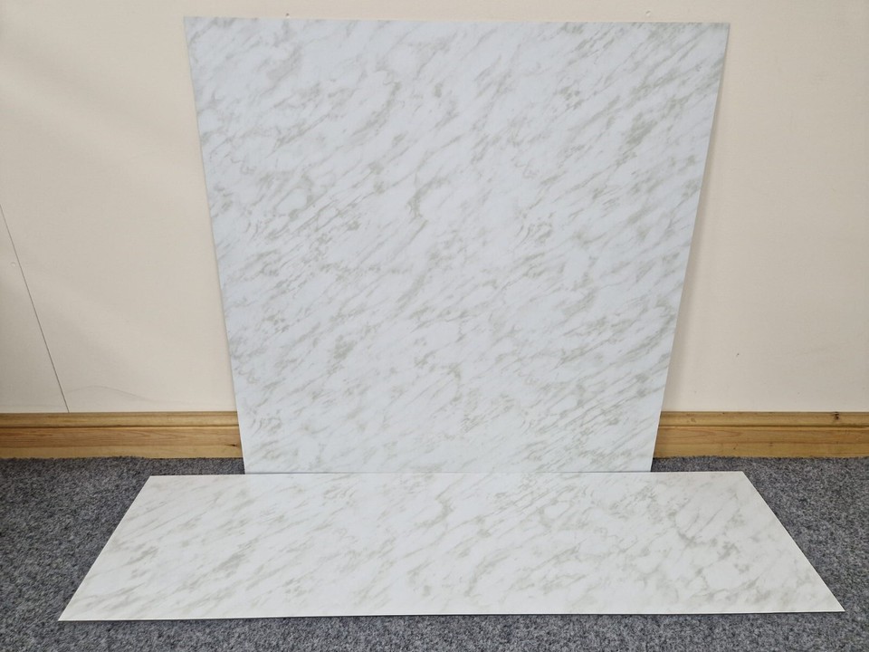 White Cream Marble or Black Effect HPL Laminate Fireplace Back Panel ...