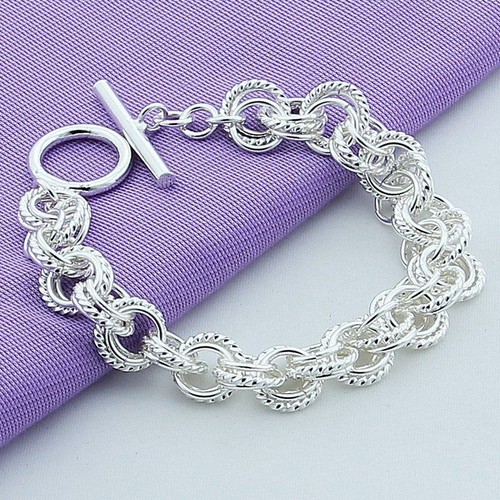 Interlocking Chain Bracelet - 925 Sterling Silver Bangle Women ...
