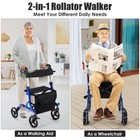 2-in-1 Folding Aluminum Rollator Walker Adjustable Handle W/ Seat 8 ...