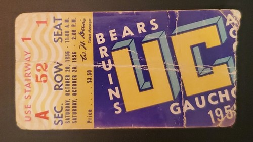 California UCLA Bruins Football Ticket Stub 10/20 1956 UC Davis UC ...
