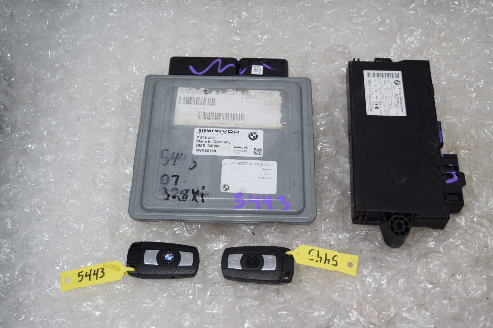 2007 BMW 328xi Engine computer ignition switch key ECM ECU DME CAS ...