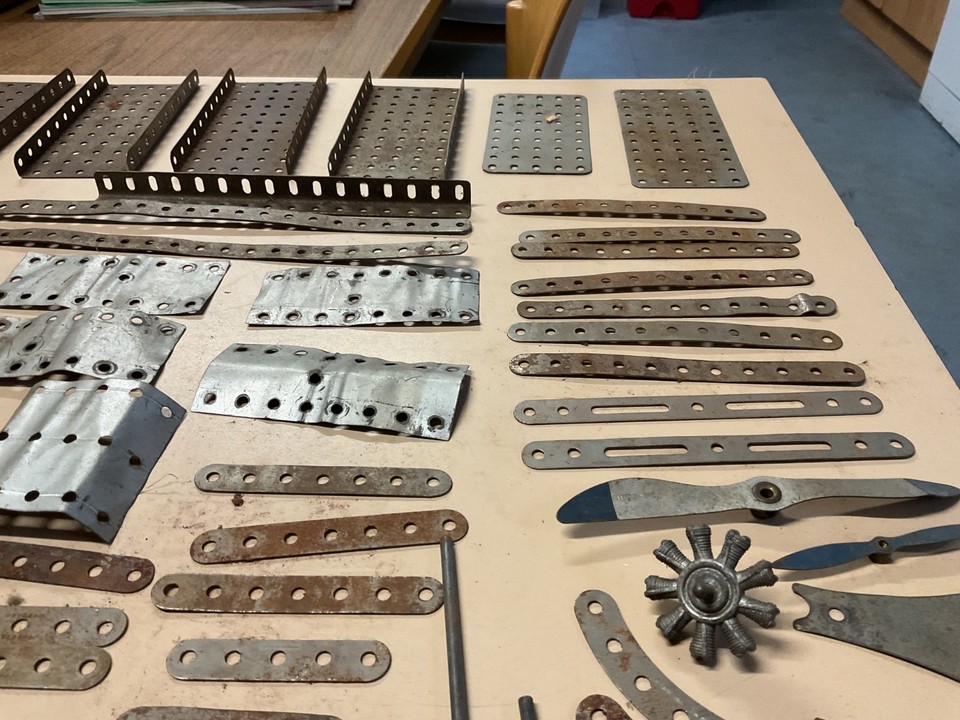 Vintage Metal Meccano Parts Job Lot Strips, Plates, Radial Aero Engine ...