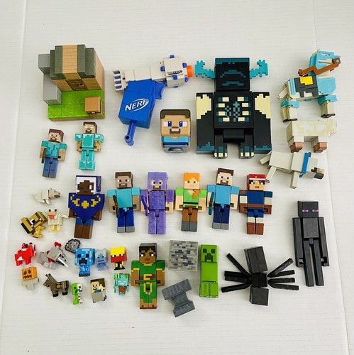 Minecraft Toy Lot Huge Mojang Minecraft Toys Animals Steve Blocks ...
