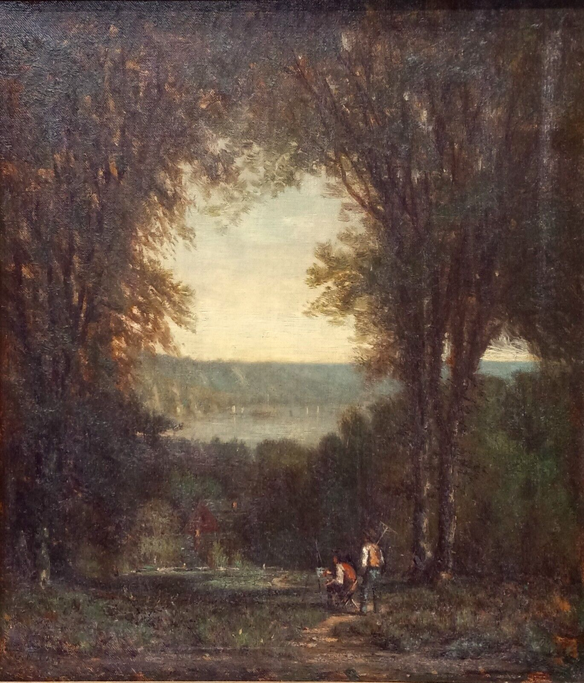 GEORGE NELSON CASS SIGNED OIL PAINTING LANDSCAPE 1860'S-70'S WITH ...
