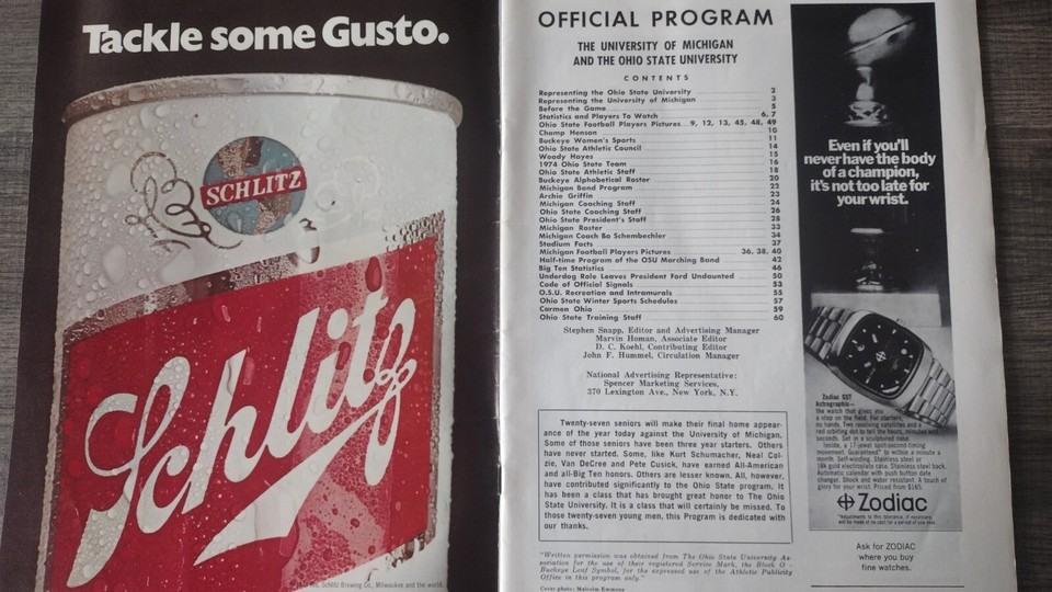 Vintage Ohio State Vs Michigan 1974 Official Football Program Archie ...