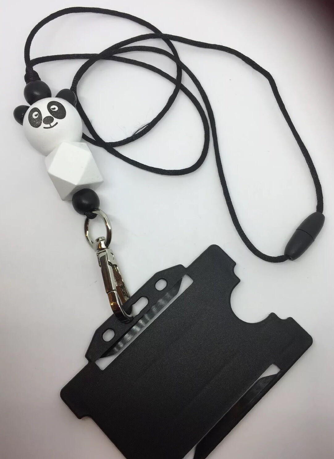 Panda Wooden Silk Cord lanyard for your ID/Cruise Pass Teacher & Safety ...