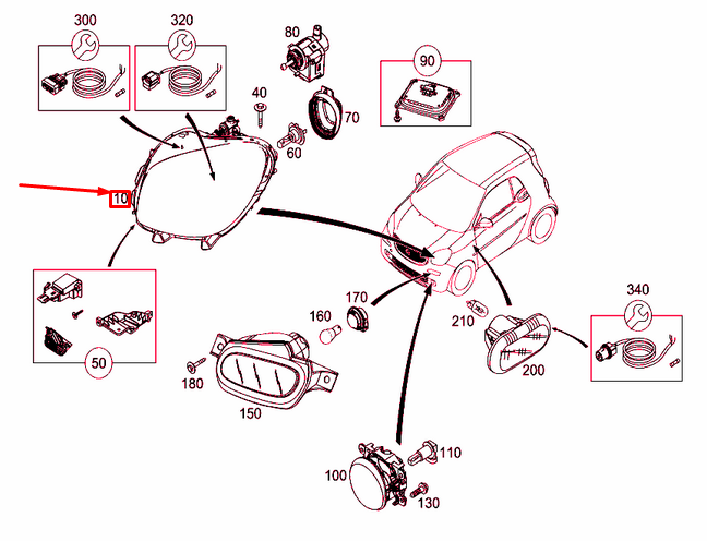 OEM Smart FORTWO Coupe 453 Front Right Headlight LHD A4539069400 ...