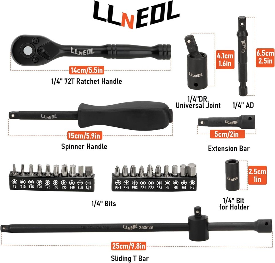 83PC 1/4 Inch Drive Impact Socket Wrench Set,Metric & SAE,Deep ...