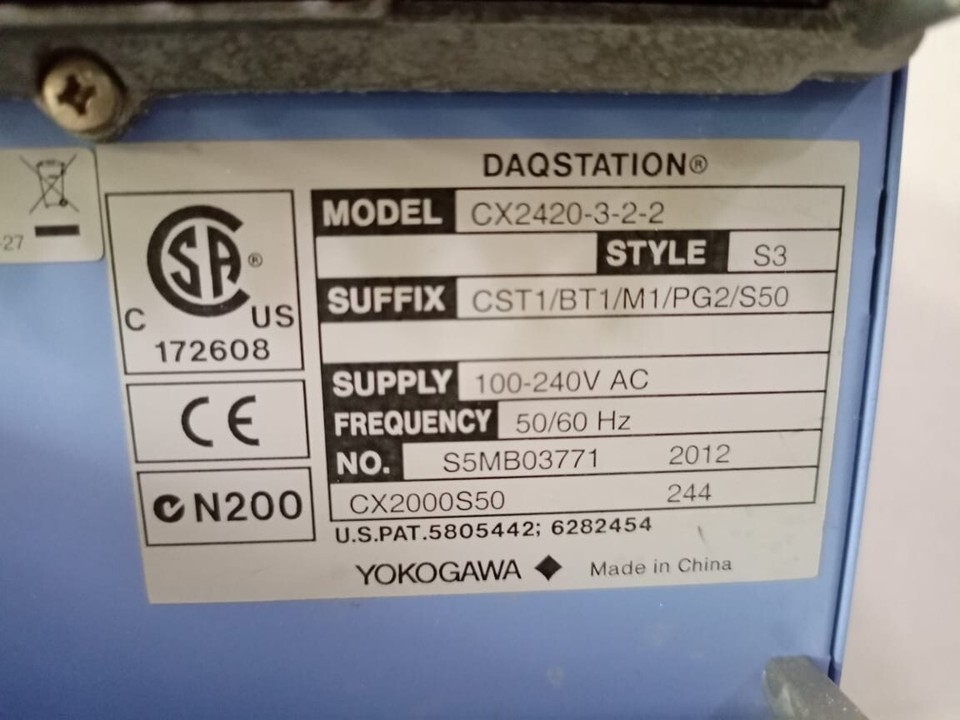 YOKOGAWA CX2000 DAQSTATION CX2420-3-2-2 S3 CST1/BT1/M1/PG2/S50 -W/O ...