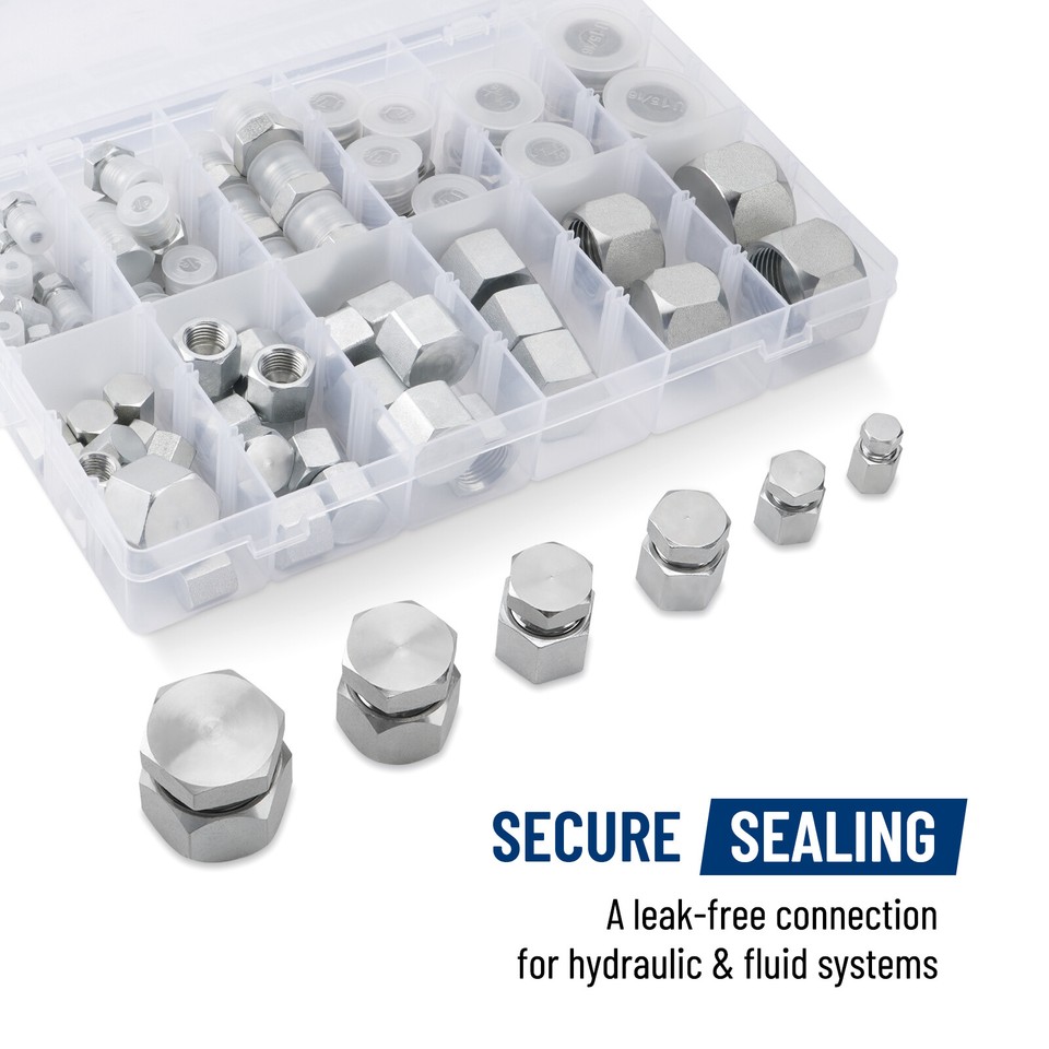 64PCS Hydraulic Hose Caps and Plugs Kit, 37°ORFS Cap and Plug ...