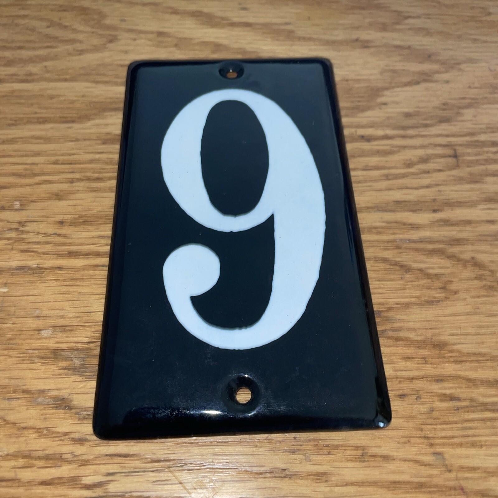 VINTAGE Enameled Porcelain Sign House-Door HOTEL ROOM Number 9 or 6 3 ...