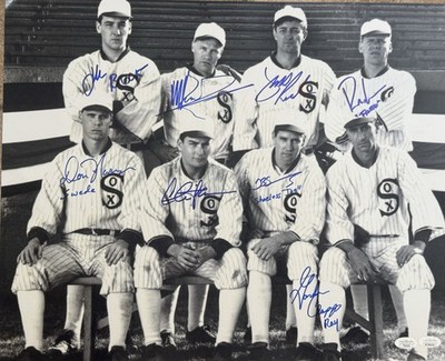 Eight men out signed 16 x 20 SHEEN , Cusack , Rooker , DB Sweeney 4 ...