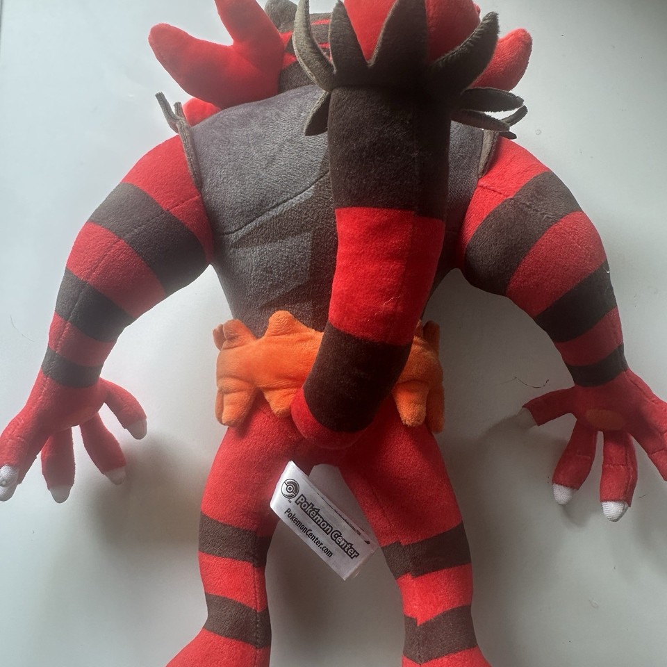 POKEMON CENTER Incineroar 2017 Red Standing 14" Plush Poseable Tail ...