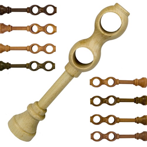 Double support rideau en bois, bois naturel 28 mm, différentes couleurs ...