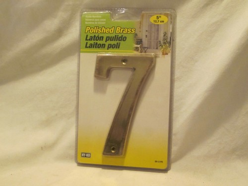 Polished Brass House Number HY-KO # 7 BR-51PB 5" nip metal numeral ...