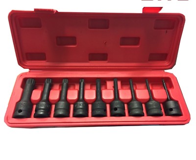 NEW 9pc 1/2" Drive impact sockets Spline M4, M5, M6, M8, M9, M10, M12 ...
