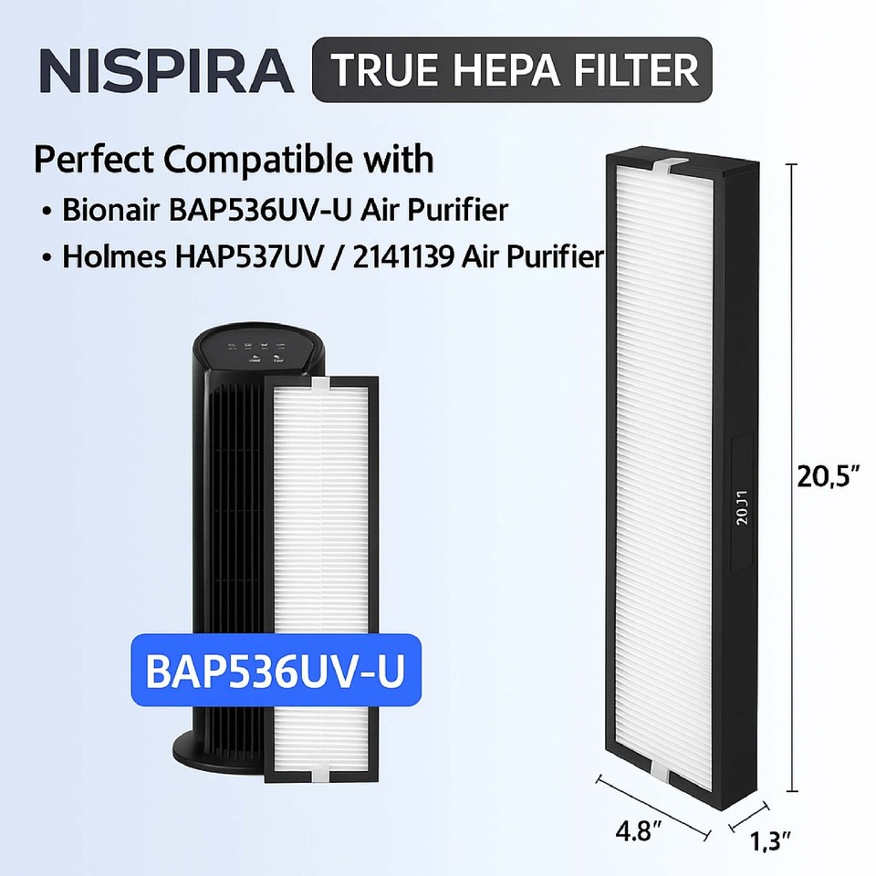 182550 HEPA Filter Replacement for Bionaire BAP536UV-U Air Purifier, 1 ...