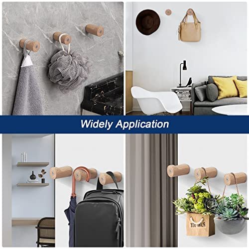 6 Pack Wall Mount Wooden Coat Hooks for Hanging Backpacks Hats Keys ...