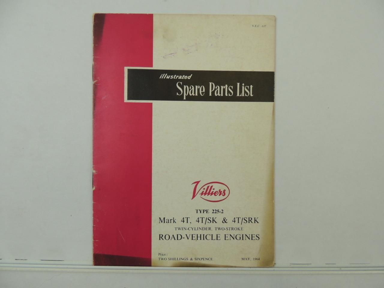 Vintage 1964 Villiers Illustrated Spare Parts List 4T 4T/SK 4T/SRK ...