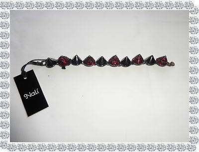 Magnifique Bracelet Fantaisie Gothique Cônes Pointes Strass Rouge Nali ...
