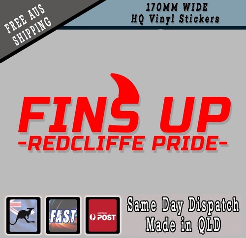 REDCLIFFE FINS UP Decal Sticker Supporter Fan DOLPHIN NRL RED Sports ...