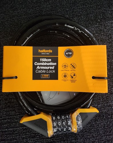 Halfords 150cm Armoured Cable Bike Lock | eBay UK