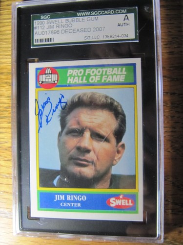 Jim Ringo,Green Bay Packers,1990 Swell, Pro Football Hall of Fame, AUTO ...