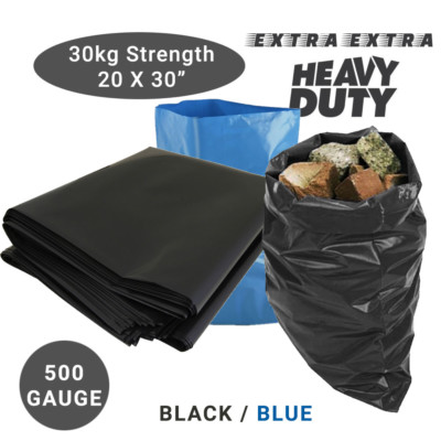Extra Strong Heavy Duty Black or Blue Rubble Sacks High Strength Bags ...