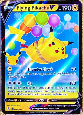 Flying Pikachu V Celebrations 006/025 ULTRA RARE Pokemon TCG 2021 ...