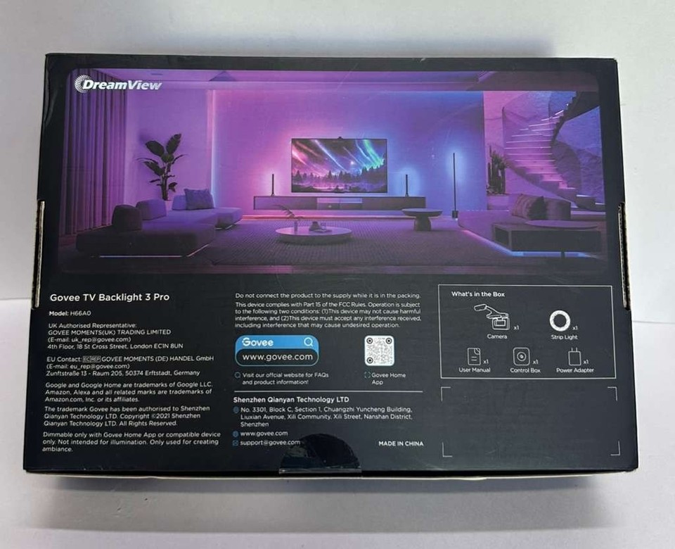 Govee TV Backlight 3 Pro with HDR Triple Camera, 11.8ft 5-in-1 RGBWWIC ...