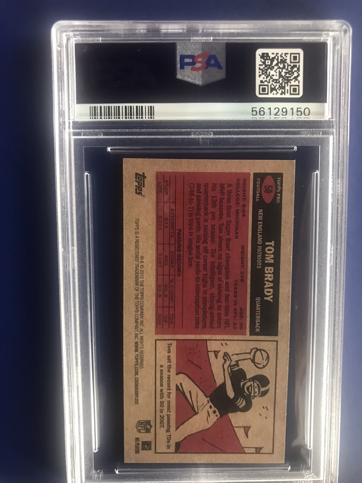 2012 TOM BRADY Topps #50 1965 Topps Inserts Patriots PSA 9 Low Pop | eBay