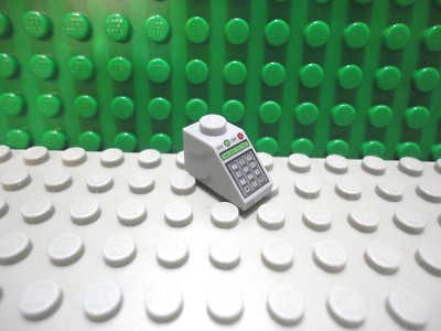 Lego 1 Light Bluish Gray 2x1 Sloped brick Printed Green and Red Buttons ...