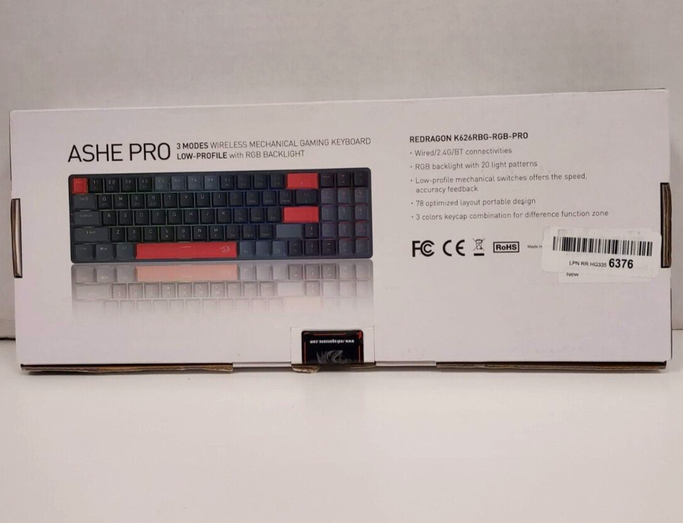 Redragon Ashe Pro K626 RGB Wireless Mechanical Gaming Keyboard - Brown ...