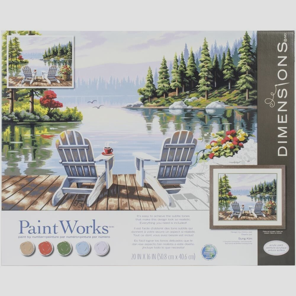 Dimensions Paint Works Paint By Number Kit 20" X 16" Lakeside Morning ...