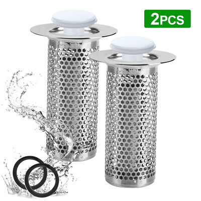 2PCS Bathroom Filters Sink Plug Hair Catcher Strainers Stainless Steel ...