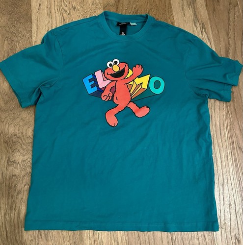 Y2K Elmo H&M Sesame Street T Shirt Kelly Green Size Medium Graphic Tee ...