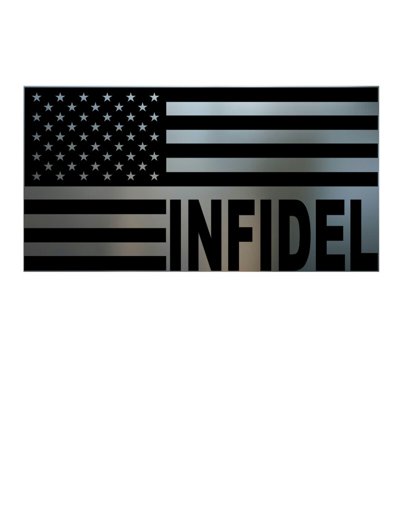 INFIDEL USA FLAG AMERICAN Car Vinyl Window Decal/Sticker BLACK/CHROME ...