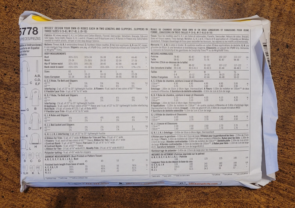 Simplicity / 5778 Pattern / Size BB | eBay