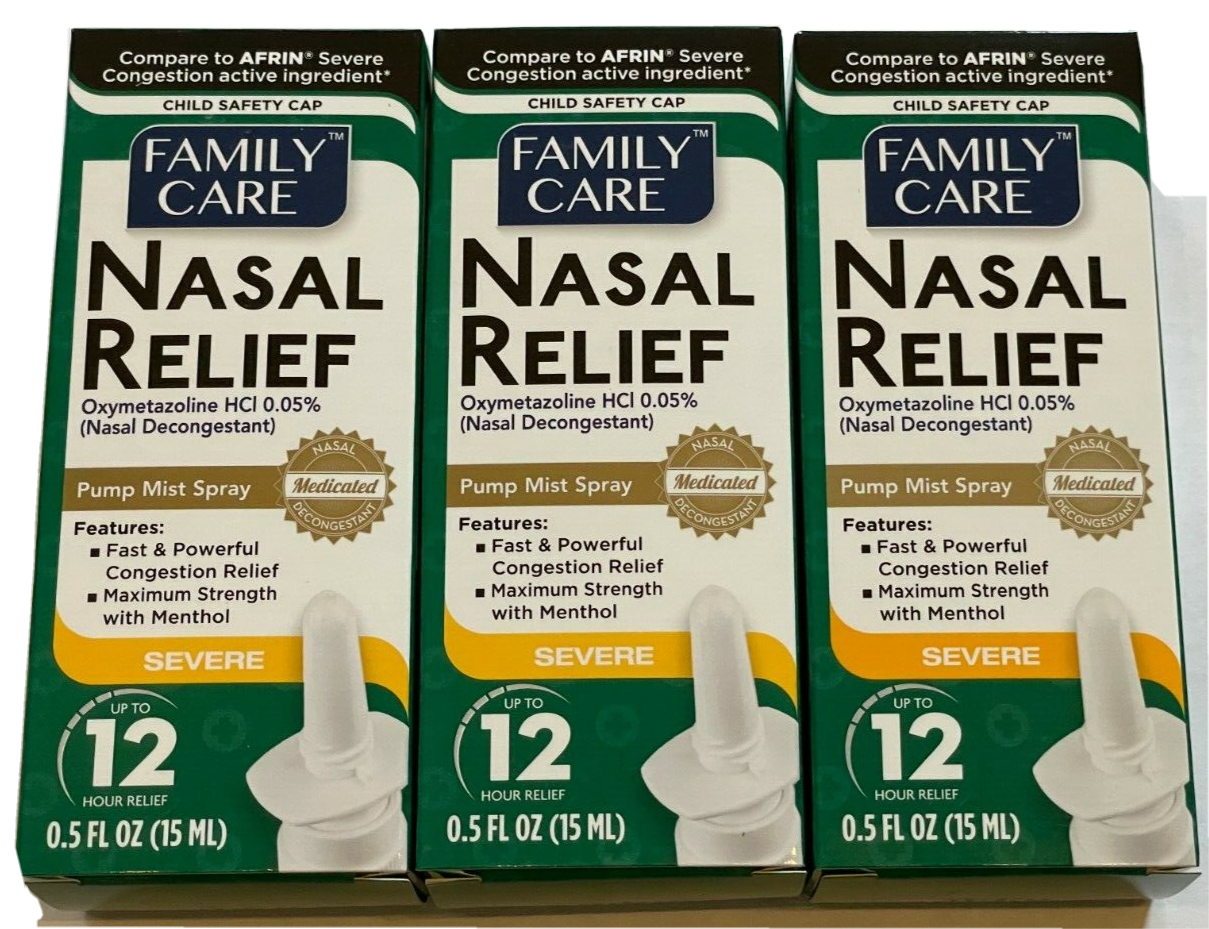 3 Nose Spray Nasal Decongestant Pump Mist Sinus Oxymetazoline HCI ...