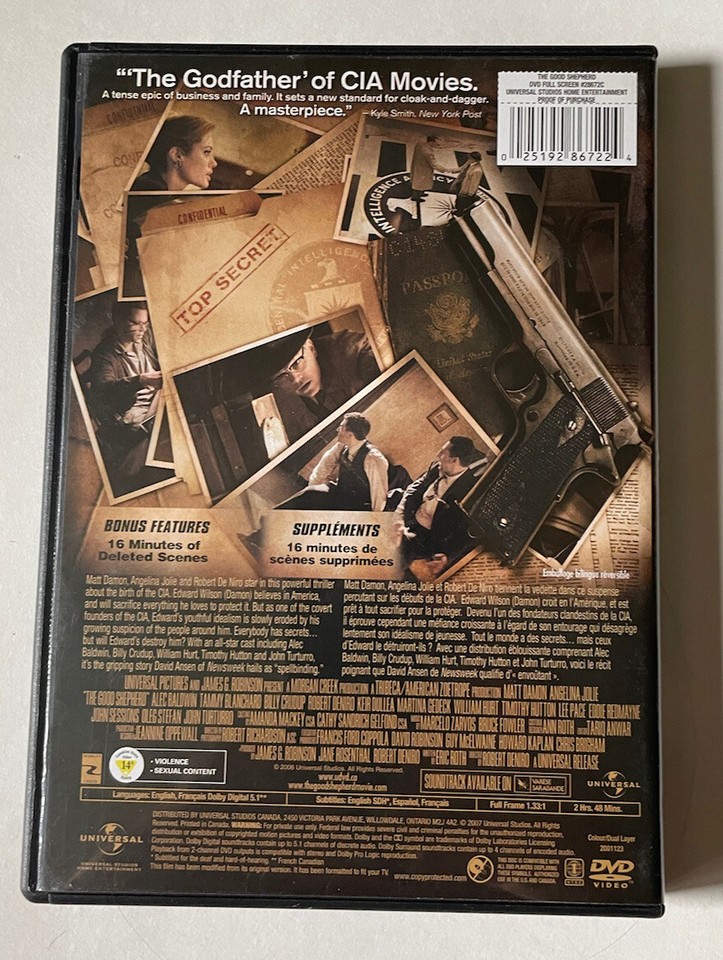 The Good Shepherd 2006 DVD Robert De Niro Matt Damon Angelina Jolie Joe ...