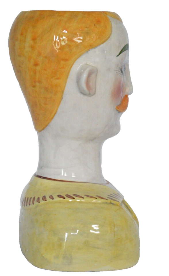 Horchow Collection Italian Hand Painted Ceramic Male Head Bust Planter ...