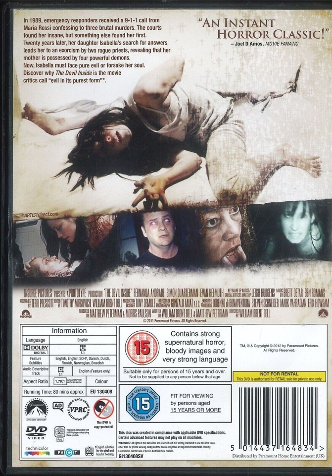 The Devil Inside (2012) DVD, Fernanda Andrade, Simon Quarterman [Region 2] | eBay