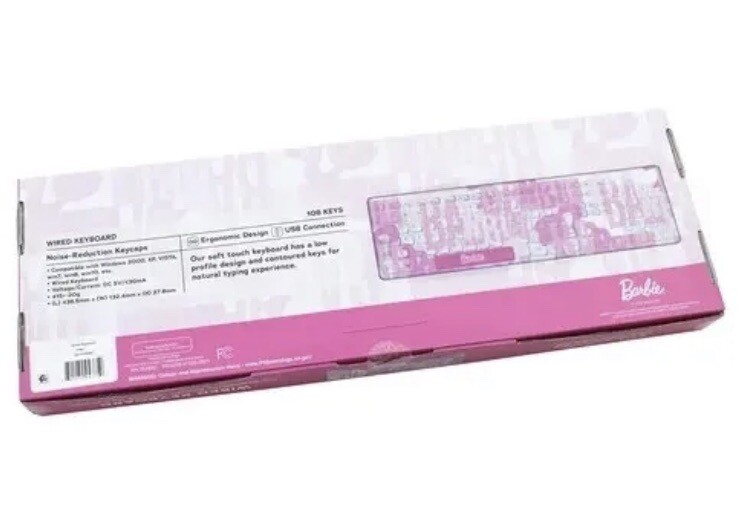 BARBIE Pink Wired Keyboard W/ Ergonomic Design, USB Connection & Number ...