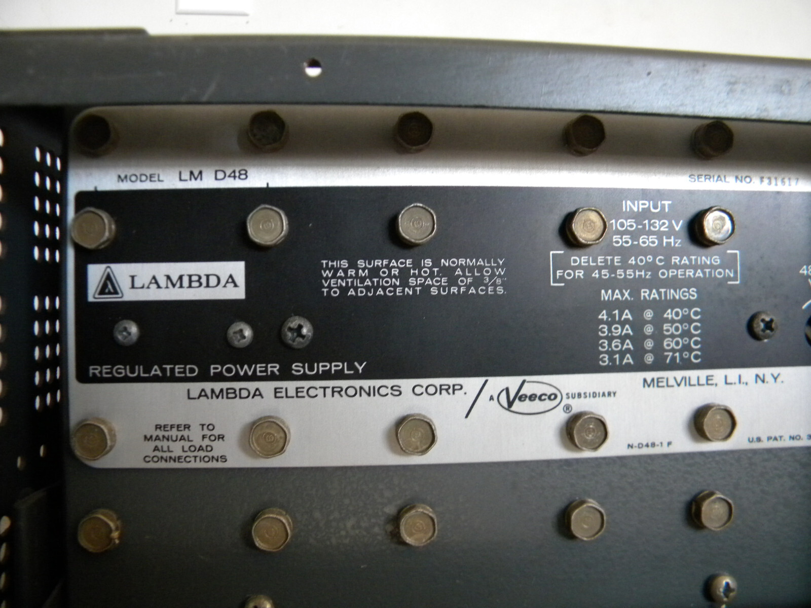 Lambda regulated power supply LM D48 two units-rack mount 105V-AC 48V ...